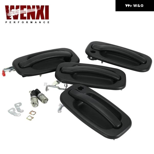 フロント 外装 ドアハンドル 2個 ドアロック2個付き + リア 外装 ドアハンドル 2個 15034985 15721572 シボレー シルバラード 3500 99-06 カスタムパーツ アクセサリー 交換用部品Hign-concerne...