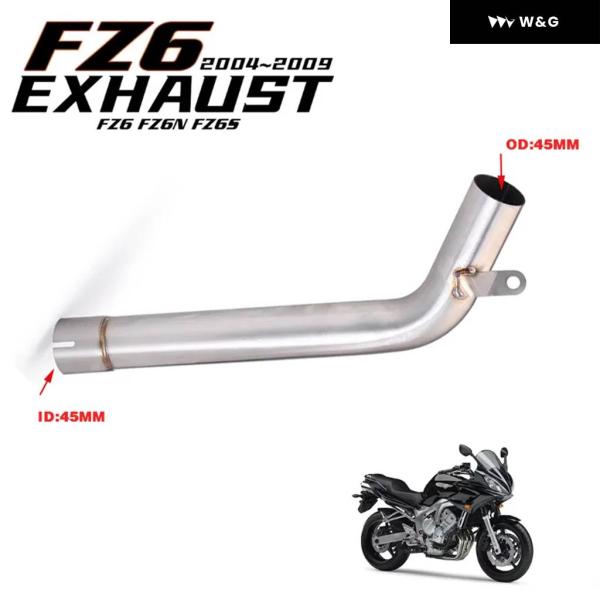 MOTORFIETS UITLAAT ESCAPE GEMODIFICEERDE MIDDEN LINK PIJP UITLAAT BUIS RVS VOOR ヤマハ FZ6 FZ6N FZ6S 2004-2011 カスタムパーツ アクセサ...