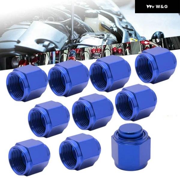 AN12 フレア チューブ キャップフィッティング チューブ プラグナット燃料ラインブロックオフ アダプター ブルーアルマイト10個アルミEPJTAN12MD カスタムパーツ アクセサリー 交換用部品Special Features:uni...