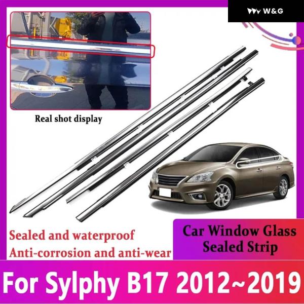 カーアクセサリー 日産 シルフィ B17 セントラ 2012~2019 ウィンドウウェザーストリップ ドアガラスシールストリップ クローム 防水 シーリング カスタムパーツ アクセサリー 交換用部品Hign-concerned Chemic...
