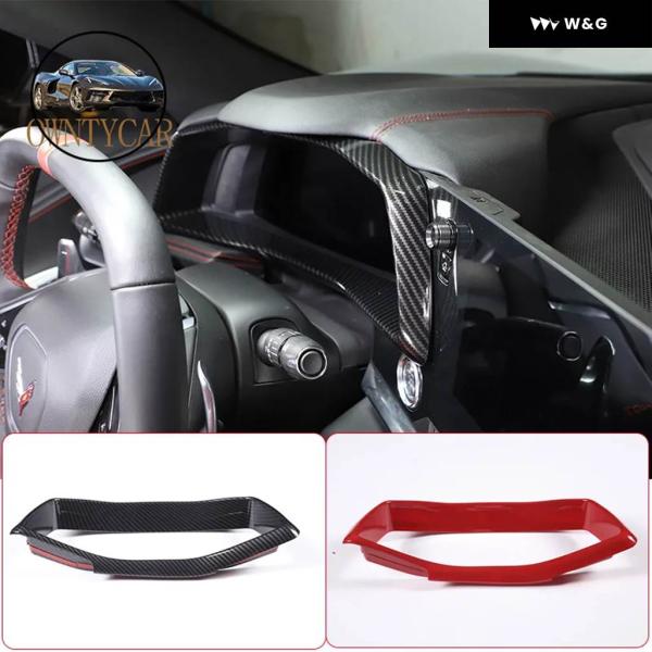 ABSカーボン/レッド シボレー コルベット C8 スティングレイ Z51 Z06 2020-2023 車内 ダッシュボード フレーム トリム カバー アクセサリー カスタムパーツ アクセサリー 交換用部品Hign-concerned Ch...