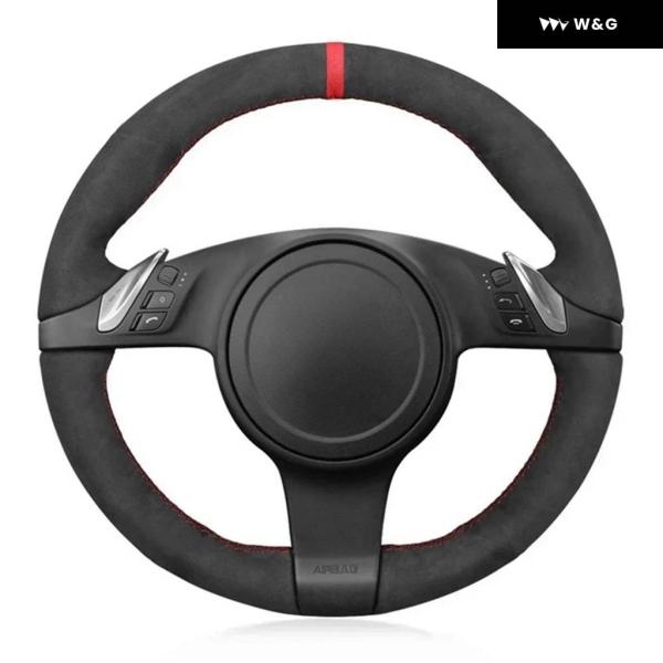 スエードカー ステアリングホイール カバー ポルシェ 911 991 ボクスター 981 ケイマン カイエン パナメーラ 2009 2010 2011-2015 2016 カーアクセサリー カスタムパーツ アクセサリー 交換用部品Hign-...