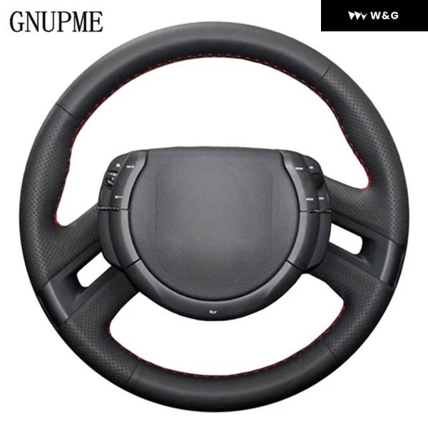 GNUPME 人工皮革ステアリングカバー ハンドステッチ ブラック カー ステアリングホイール カバー シトロエン C4 ピカソ 2012-2014 C-QUATRE カスタムパーツ アクセサリー 交換用部品Special Features...