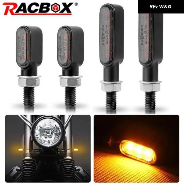 2/4個 8MM オートバイ バイク ウィンカーライト 3/6LED インジケーター アンバー フラッシャー リアランプ カフェレーサー カワサキ ホンダ ヤマハ スズキ カスタムパーツ アクセサリー 交換用部品Battery Includ...