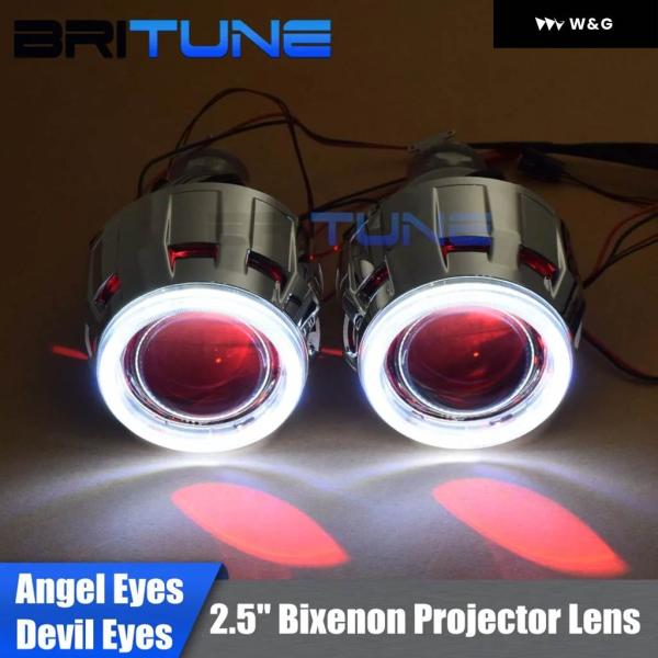 LEDエンジェルデビルアイズバイ キセノン プロジェクターH4 H7 ヘッドライト レンズ COB DRLハローレンズ ミニ2.5車用ライトアクセサリーレトロフィット カスタムパーツ アクセサリー 交換用部品Socket Type:H1Di...