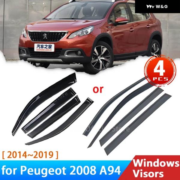 ブラックデフレクター プジョー 2008 A94 ACTIV 2014~2019 アクセサリー カーウィンドウ バイザー レインアイブロウガード サン バイザー プロテクター カバー カスタムパーツ アクセサリー 交換用部品Material...