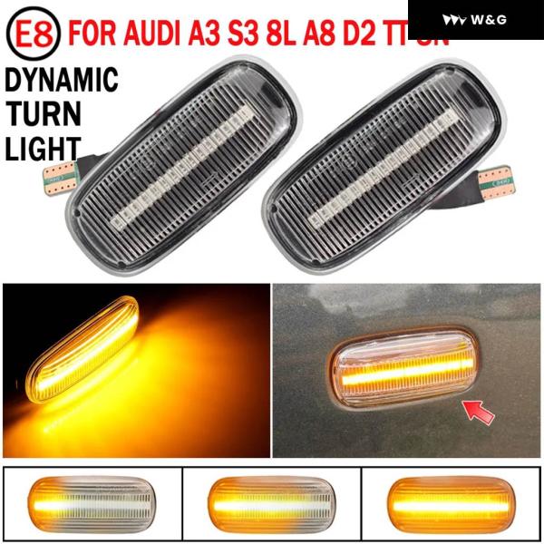 2X LED ダイナミックサイドマーカー ウィンカーライト インジケーター ランプ 8N0 949 127A アウディ A3 S3 8L 00-03 A8 D2 99-02 TT 8N 00-06 カスタムパーツ アクセサリー 交換用部品H...