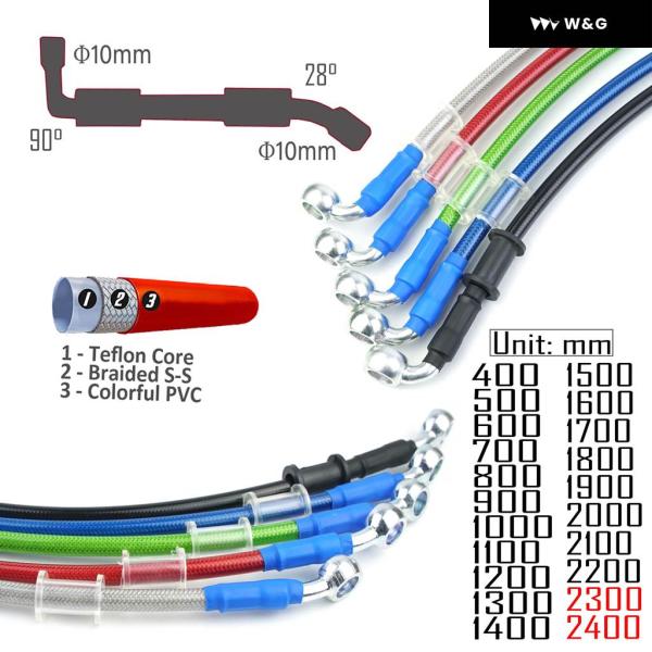 AN3 編組ブレーキホース モト M10 バンジョー 28 90度 オートバイ バイク ATV 油圧 クラッチ DOT フレキシブル チューブ ライン オイルホース 400 2200MM カスタムパーツ アクセサリー 交換用部品Hign-c...