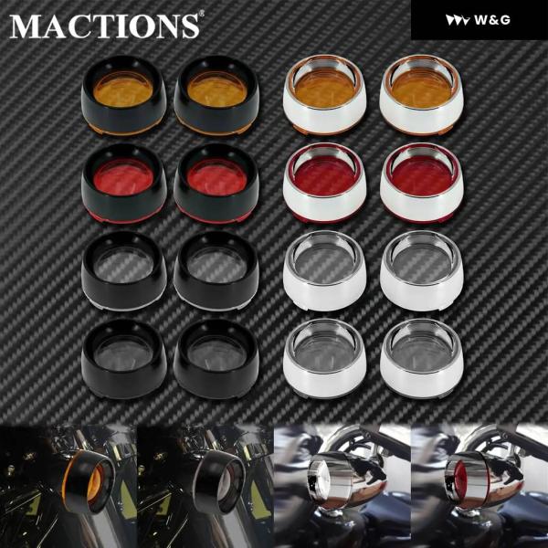 2X オートバイ バイク ウィンカーレンズ ブラック/クローム トリム リング ベゼル バイザー カバー ハーレー スポーツスター XL ツーリング ロードキング ダイナ ソフテイル カスタムパーツ アクセサリー 交換用部品Model Na...