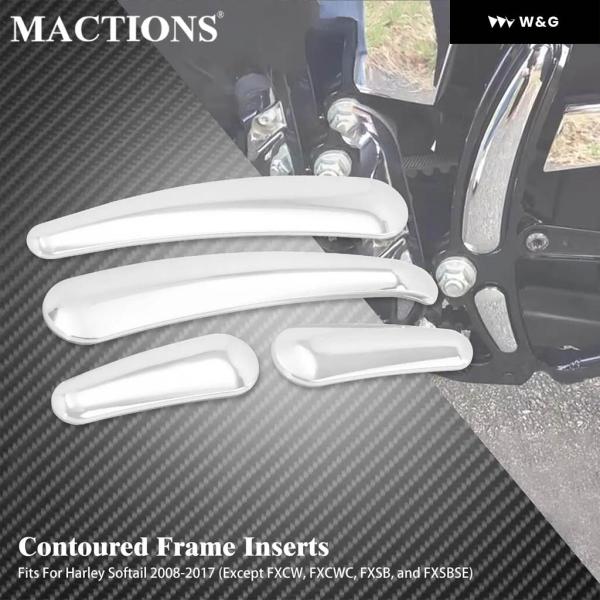 4X オートバイ バイク 3D スイングアーム フレーム インサートクロームカバー ハーレー ヘリテージ ソフテイル カスタム ファットボーイローデラックスFLSTN FXSTC 2008-2017 カスタムパーツ アクセサリー 交換用部品...