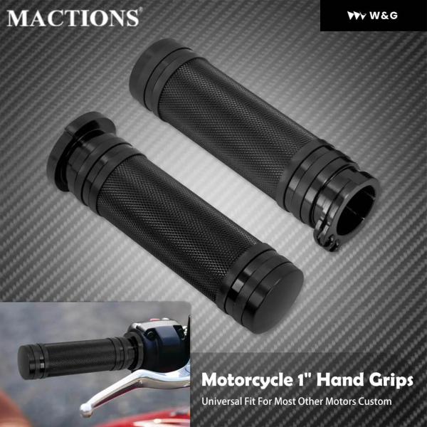 オートバイ バイク 1インチ25MMハンド グリップ ブラック アルミ ハーレー ツーリング ダイナ ソフテイル スポーツスター XL883 ロードグライド 非電子式 ハンドルバー カスタムパーツ アクセサリー 交換用部品Hign-conc...