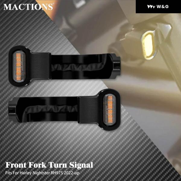オートバイ バイク LED インジケーター ライト フロント フォーク ショック アブソーバー アンバー ランプ Eマーク ハーレー スポーツスター ナイトスター 975 RH975 2022-2024 カスタムパーツ アクセサリー 交換用...