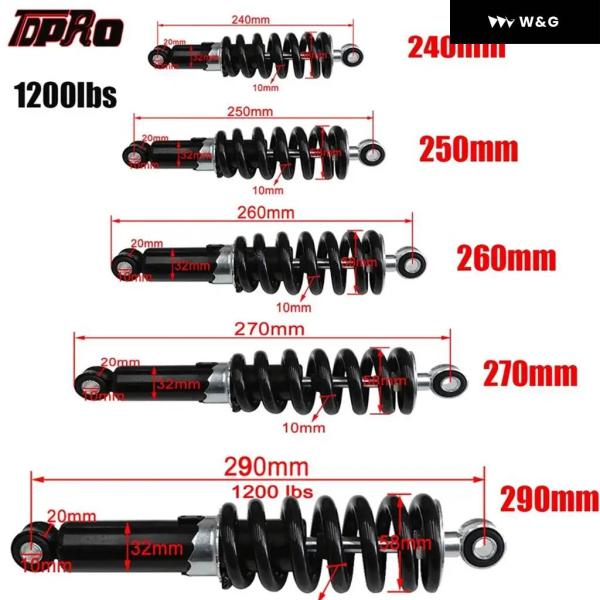 240/250/260/270/290MM オートバイ バイク ショック アブソーバー サスペンション リアショッカー アブソーバー 1200LBS ダート オートバイ バイク 油圧 式ではありません カスタムパーツ アクセサリー 交換用部...