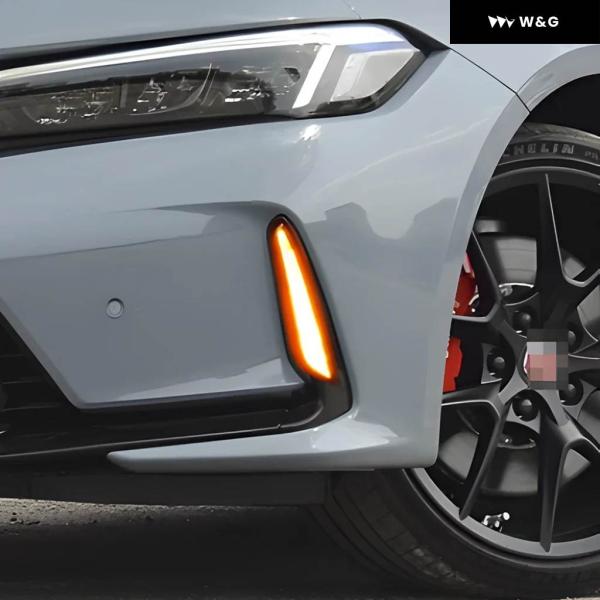 ホンダ シビック タイプR 2023-2024 フロント バンパー アップグレード ダイナミックLED フォグランプ デイタイム ランニングライト ツール カーアクセサリー カスタムパーツ アクセサリー 交換用部品Hign-concerne...