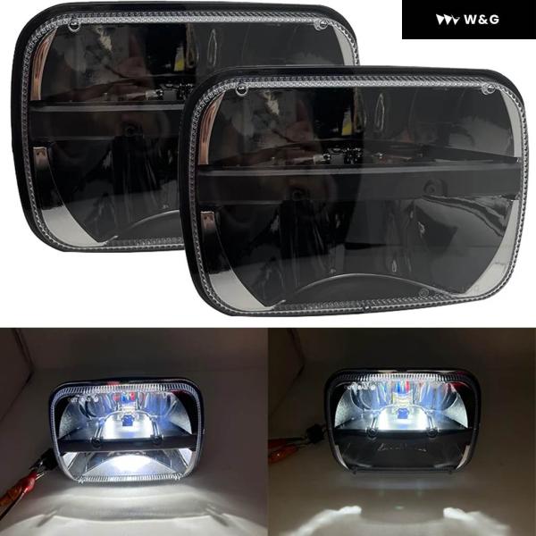 ペア 5X7 7X6インチ 長方形 シールドビーム ブラック LED ヘッドライト ジープ ラングラー YJ チェロキー XJ H6014 H6052 H6054 カスタムパーツ アクセサリー 交換用部品Hign-concerned Che...