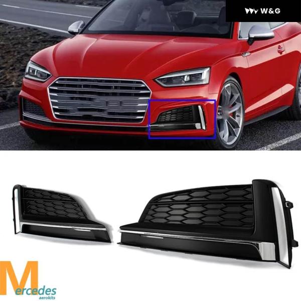 8W6807681F 8W6807682F フロント バンパー フォグライト ランプ グリル カバー アウディ アウディ A5 S5 2018 2019 アンダー バンパー グリル カスタムパーツ アクセサリー 交換用部品Hign-conc...