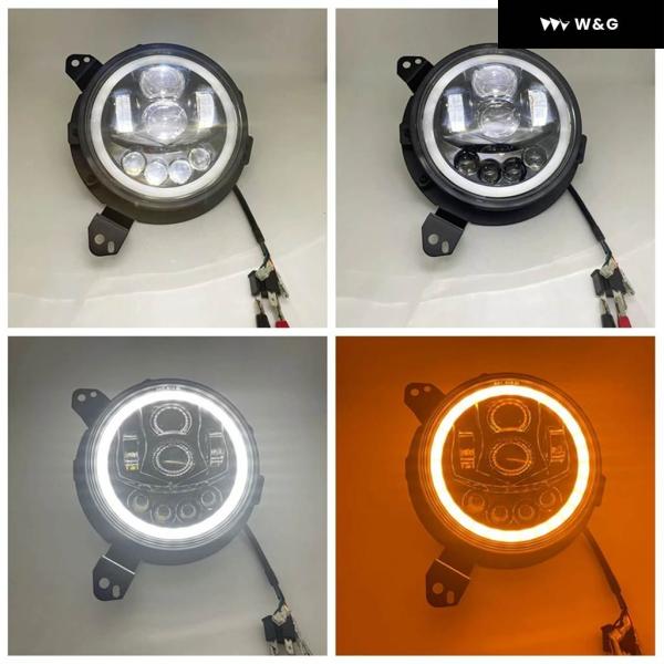 9インチ LED ヘッドライト ハローホワイト DRL アンバー ウィンカー付き 1ペア 9インチ ヘッドランプ 2018-21 JEEP JL カスタムパーツ アクセサリー 交換用部品Hign-concerned Chemical:Non...