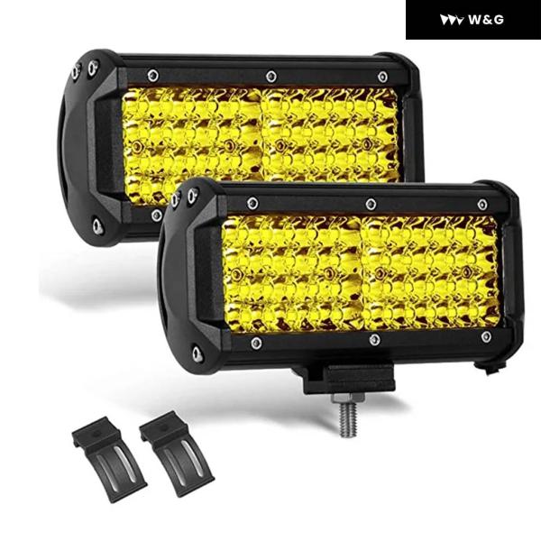 4 7インチオフロードイエロー LED バー12V 24Vイエロー LED ライトバー トラック ボート4X4 ジープ 4WD ATV 3000K LED 作業灯車 フォグランプ カスタム パーツ アクセサリーHign-concerned ...