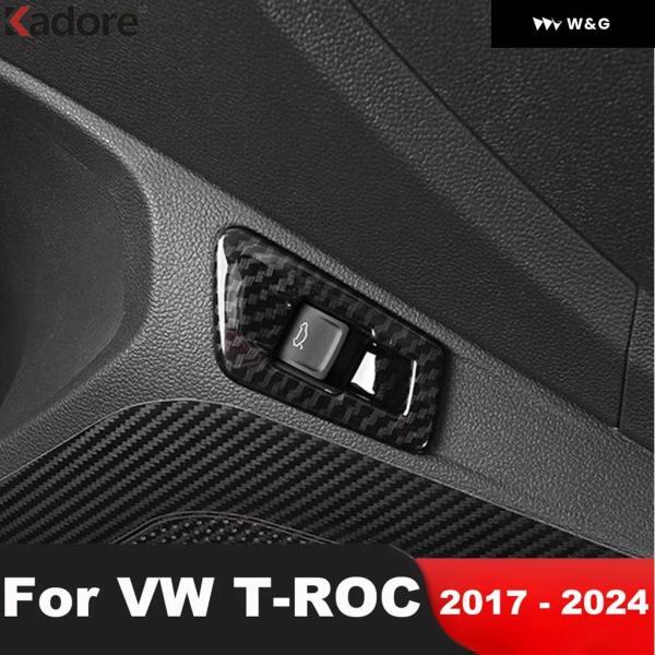 フォルクスワーゲン VW T-ROC TROC 2017-2022 2023 2024 カーボン リア トランク スイッチ コントロール ボタン カバー トリム 車内アクセサリー カスタム パーツ アクセサリーHign-concerned ...