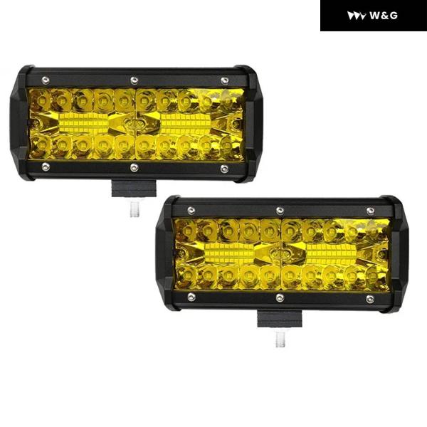 イエローライト 7インチ 120W コンボ LED ライトバー スポット フラッドビーム 4X4 スポット 12V 24V 4WD BARRA LED ヘッドライト オートボート SUV ATV カスタム パーツ アクセサリーHign-co...