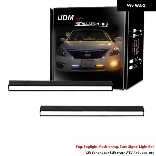 スリムホワイト/ アンバー シーケンシャルブリンクスイッチバック LED デイタイム ランニングライト バー ほとんど車SUV トラック に 汎用 対応 カスタム パーツ アクセサリーHign-concerned Chemical:None...