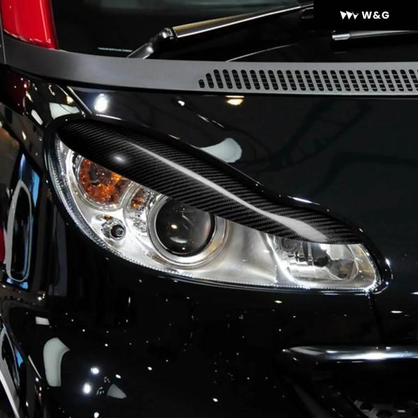 スマート フォーツー 451 2009-2014 自動車アクセサリー 2個 車用 ヘッドランプ ヘッドライト アイブロウ ステッカー トリム カーボン デコレーション カバー カスタム パーツ アクセサリーCategory:3DType O...