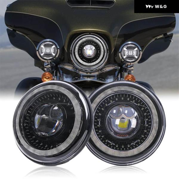 汎用 7インチ ラウンド LED ヘッドライト ヤマハ ハーレー ロードキング ジープ ラングラー JK 7インチ ヘッドランプ DRL アンバー ウィンカーライト カスタム パーツ アクセサリーHign-concerned Chemica...