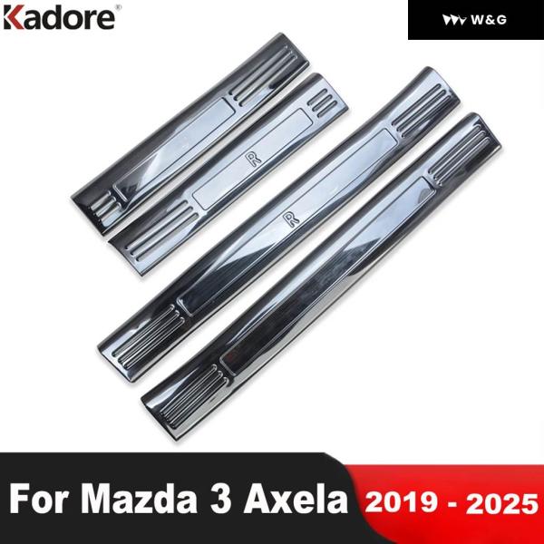 マツダ 3 M3 アクセラ BP 2019-2023 2024 2025 セダン ドアシル スカッフプレート カバー トリム プロテクター ペダルガードカーアクセサリー カスタム パーツ アクセサリーHign-concerned Chemi...