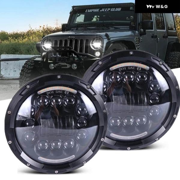 2個 90W LED 7インチ ヘッドライト DRL ヘッドランプ ジープ ラングラー JK LJ TJ CJ VAZ 2121 ラダ 4X4 アーバン ニバ オフロード カーアクセサリー カスタム パーツ アクセサリーHign-conce...