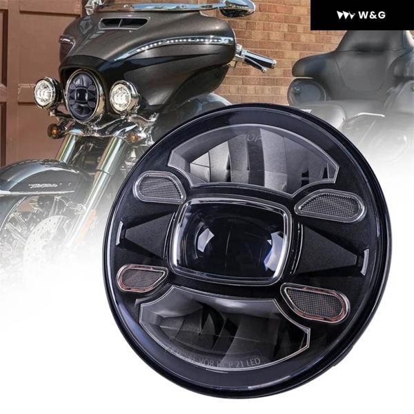 7インチ LED ヘッドライト H4 ハーレー ダビッドソン ソフテイル スリム ファットボーイ 7インチ モーター LED ヘッドライト DRL ハイ/ロー オートバイ バイク ヘッドランプ カスタム パーツ アクセサリーWattage:...