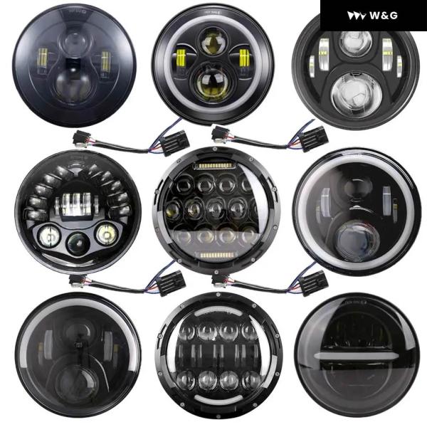 7インチ ヘッドライト オートバイ バイク 7インチ ラウンドDRLウィンカーハローLED ヘッドランプ カスタム パーツ アクセサリーHign-concerned Chemical:NoneWattage:40w 80W 90W 60WI...