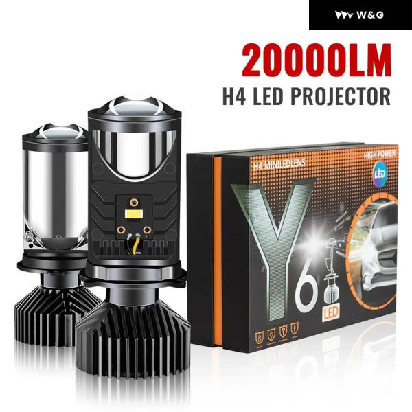 H4 LEDプロジェクターミニレンズ オートH4 LED ヘッドライト バルブ キット コン バージョン ハイビームロービーム20000LUX 6500Kターボファンカーライトランプ カスタム パーツ アクセサリーHign-concerne...