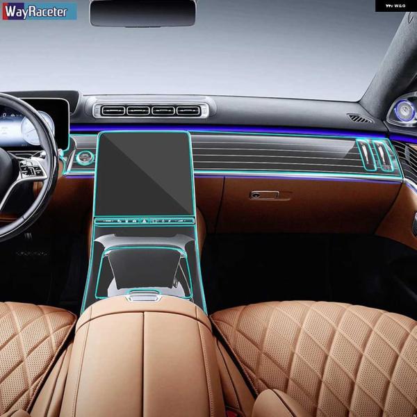 車内センター コンソール ギア ダッシュボード パネル ナビゲーションスクリーン フィルム メルセデス ベンツ S クラス W223 2021 AMG カスタム パーツ アクセサリーSticker Placement:NAVIGATION,...