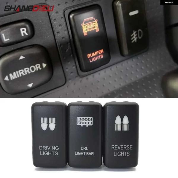 車用 12V 2A オンオフ プッシュ スイッチ トヨタ タコマ FJ ランドクルーザー 4ランナー ハイランダー ハイラックス プラド 120 LED DRL ライトバー プッシュ ボタン カスタム パーツ アクセサリーSpecial F...