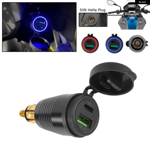 QC3.0 急速充電 USB 電源 アダプター DIN ソケット BMW R9T R1200RT R1250GS アドベンチャー LC F650GS F850GS F750 F800R TIGER 800 カスタム パーツ アクセサリーHi...