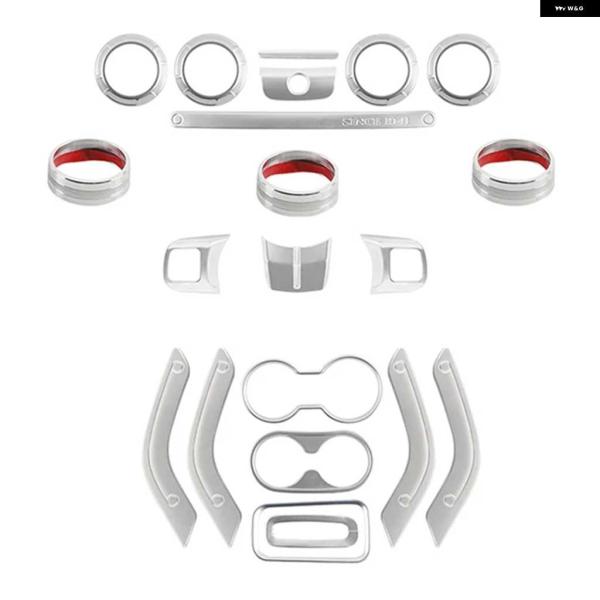 車内 装飾 キット - 21個 ジープ ラングラー JK 2007-2017 内装 トリム シルバー カスタム パーツ アクセサリーHign-concerned Chemical:NoneSticker Placement:Suite Ki...