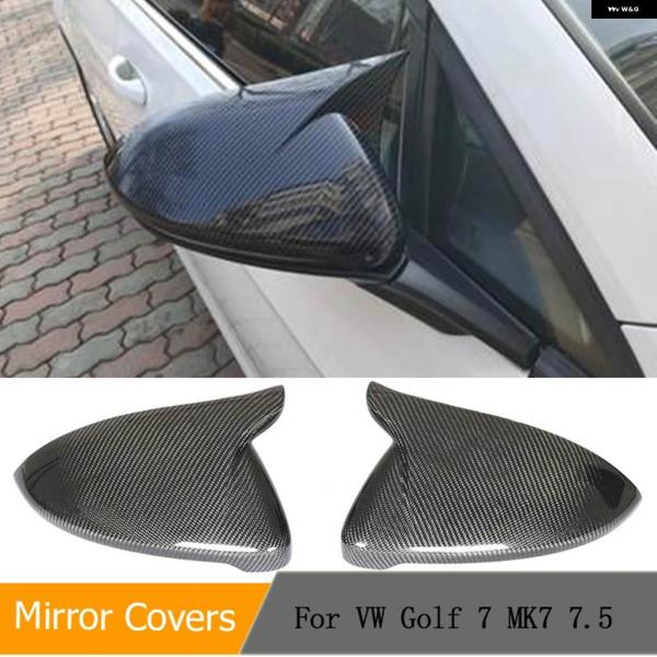 カーボン カーバックミラー カバー キャップ フォルクスワーゲン VW ゴルフ 7 MK7 75 GTI R 2014-2019 交換用ミラー キャップ シェル カスタム パーツ アクセサリーHign-concerned Chemical:...
