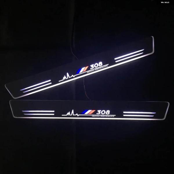 トリム ペダル LED 車ドアシル スカッフプレート パスウェイ ダイナミックストリーマー ウェルカムランプ プジョー 308 セダン 2008-2019 カーアクセサリー カスタム パーツ アクセサリーHign-concerned Che...