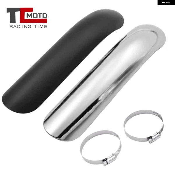 ブラック/クローム オートバイ マフラー パイプ ヒートシールド カバー ハーレー チョッパー クルーザー ホンダ カスタム パーツ アクセサリーMotobike Make:UniversalSpecial Features:Exhaust...