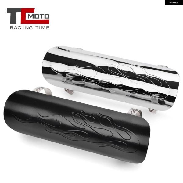 オートバイ クロームマフラー パイプ ヒートシールド カバー ガード ホンダ シャドウ600 750 1110エアロスピリットVTX1300 XTX1800 VT750C カスタム パーツ アクセサリーMotobike Make:Unive...