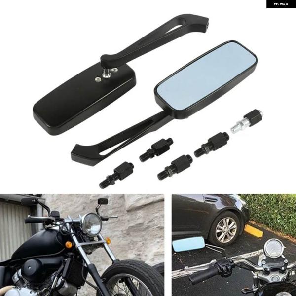 オートバイ 1ペア 8/10MM リアビューミラー クローム ハーレー ダイナ ソフテイル スポーツスター ツーリング モーターカスタムミラー アクセサリー カスタム パーツ アクセサリーHigh-concerned chemical:No...