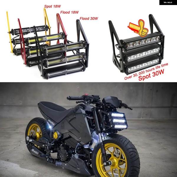 オートバイ ヘッドライト 90W 12V 3400LM LED カスタム三層フロント フォーク ライトランプ 4色 ブラケット GROM MSX125 125SF カスタム パーツ アクセサリーWattage:90WItem Type:He...
