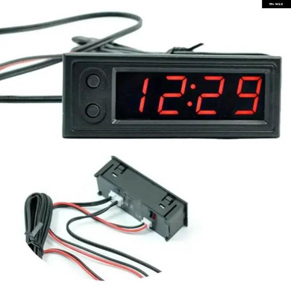 3IN1 ミニカー デジタル時計 温度計 電圧計 LED ディスプレイ デジタルタイマー 電圧計 内装電子アクセサリー バックライト カスタム パーツ アクセサリーHigh-concerned chemical:NoneSpecial Fe...