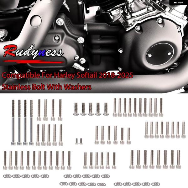 ステンレス エンジン スクリューボルトキット セット ハーレー ソフテイル 2018-2025 ストリートボブ ファットボーイ ローライダー ブレーキアウト カスタム パーツ アクセサリーProtective parts:OtherHigh...