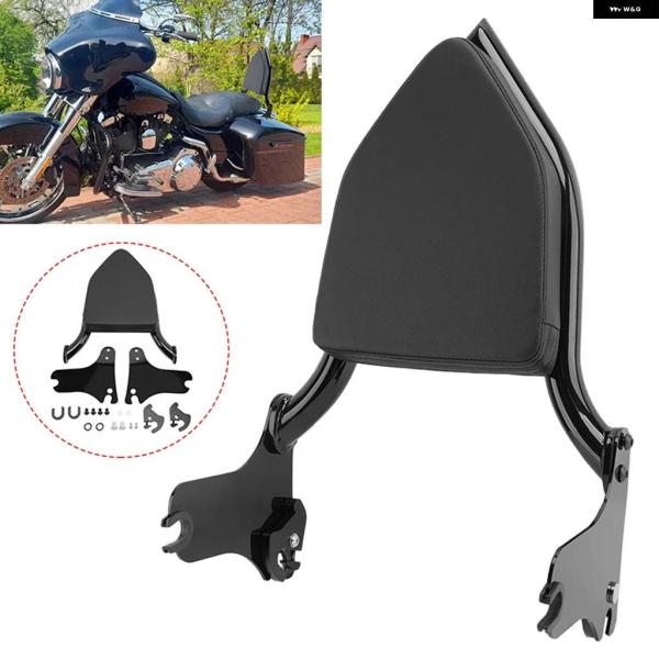 パッセンジャーバックレスト バイク ブラック リア シーシーバー ハーレー ツーリング ロードキング ストリートグライド 1997-2008 カスタム パーツ アクセサリーHigh-concerned chemical:NoneModel ...