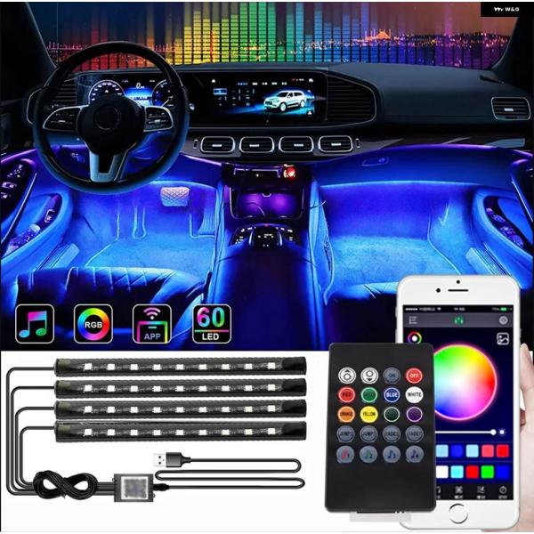 ネオンRGB LED ストリップランプ 車用LED インテリア アンビエントライト APP/リモートサウンド コントロール 防水 オートムード 装飾 ランプ カスタム パーツ アクセサリーHigh-concerned chemical:No...