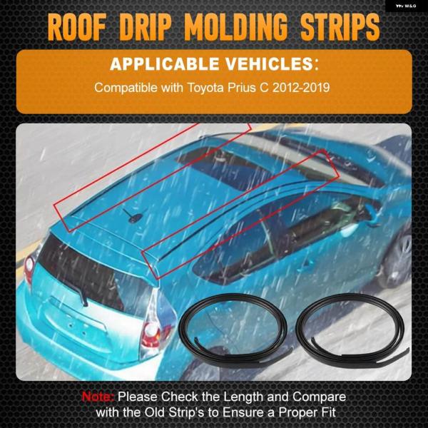 トヨタ プリウス C 2012-2019用 ブラックルーフドリップモールディング トリム カーパーツ 75552-52190 75551-52210 カスタム パーツ アクセサリーHigh-concerned chemical:NoneIt...