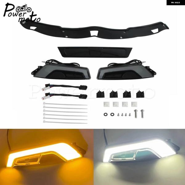 バイク フロントガラス ベントアクセントLEDランウィンカー ハーレー エレクトラ フロントガラス トリム TRI STREET FLHX FLHXFLHXS FLHTK カスタム パーツ アクセサリーBattery Included:No...