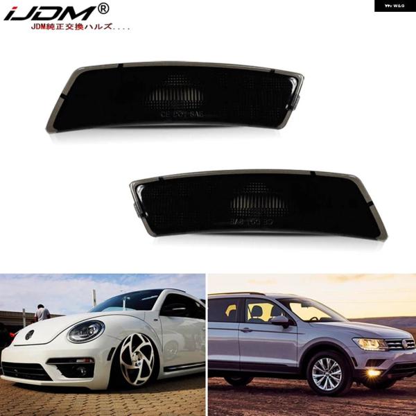 ユーロスモークレンズ フロント バンパー サイドマーカーランプ ハウジング フォルクスワーゲン 2018-UP フォルクスワーゲン ビートル用ティグアン 2012-2019 カスタム パーツ アクセサリーHigh-concerned che...