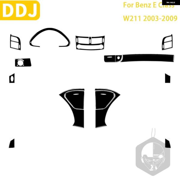 ベンツ E クラス W211 2003-2009年用 車両ブラック インテリア ゲージスピード メーター エア アウトレット トリム ステッカー プラスチック 装飾 カスタム パーツ アクセサリーHigh-concerned chemica...